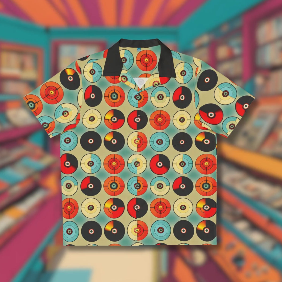 Vinyl Record - Retro Button Up Shirt – cognitiveshift